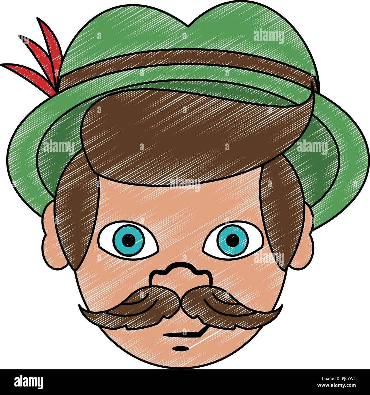 Irish man head with mustache and hat scribble Stock Vector Image & Art ...