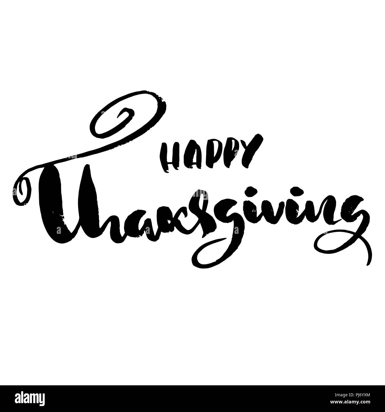 Handwritten Thanksgiving lettering. Happy Thanksgiving card template ...