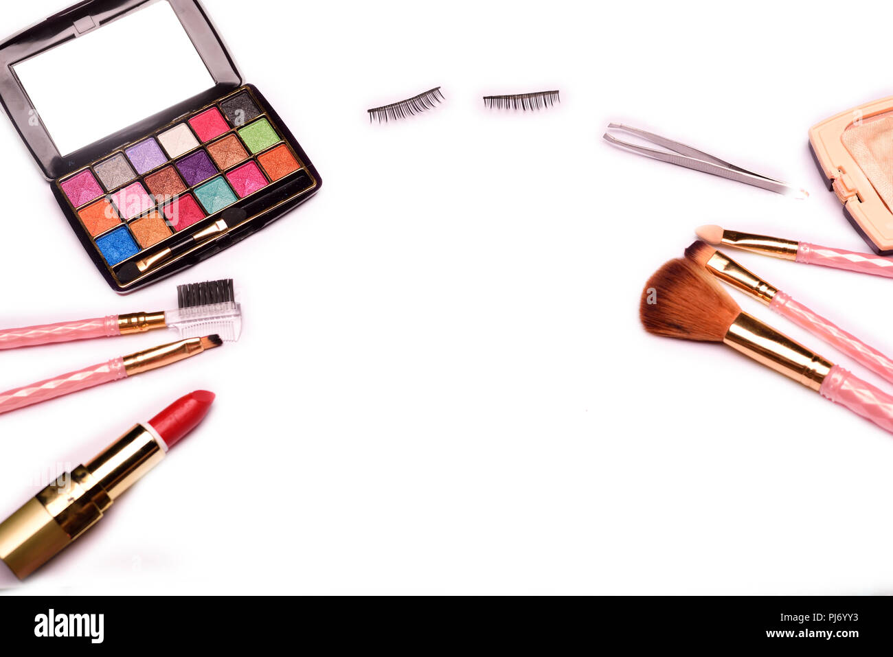 Group Of Make-up Objects on isolated white background Stock Photo - Alamy