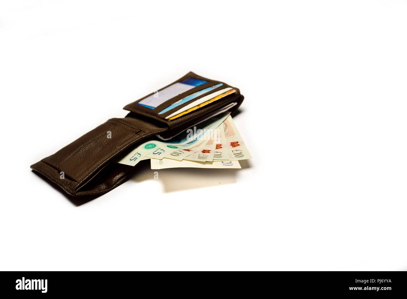 British currency Pound sterling in wallet on white background Stock ...