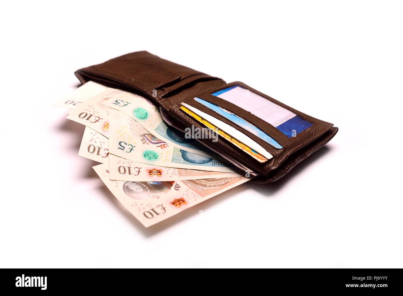 British currency Pound sterling in wallet on white background Stock ...