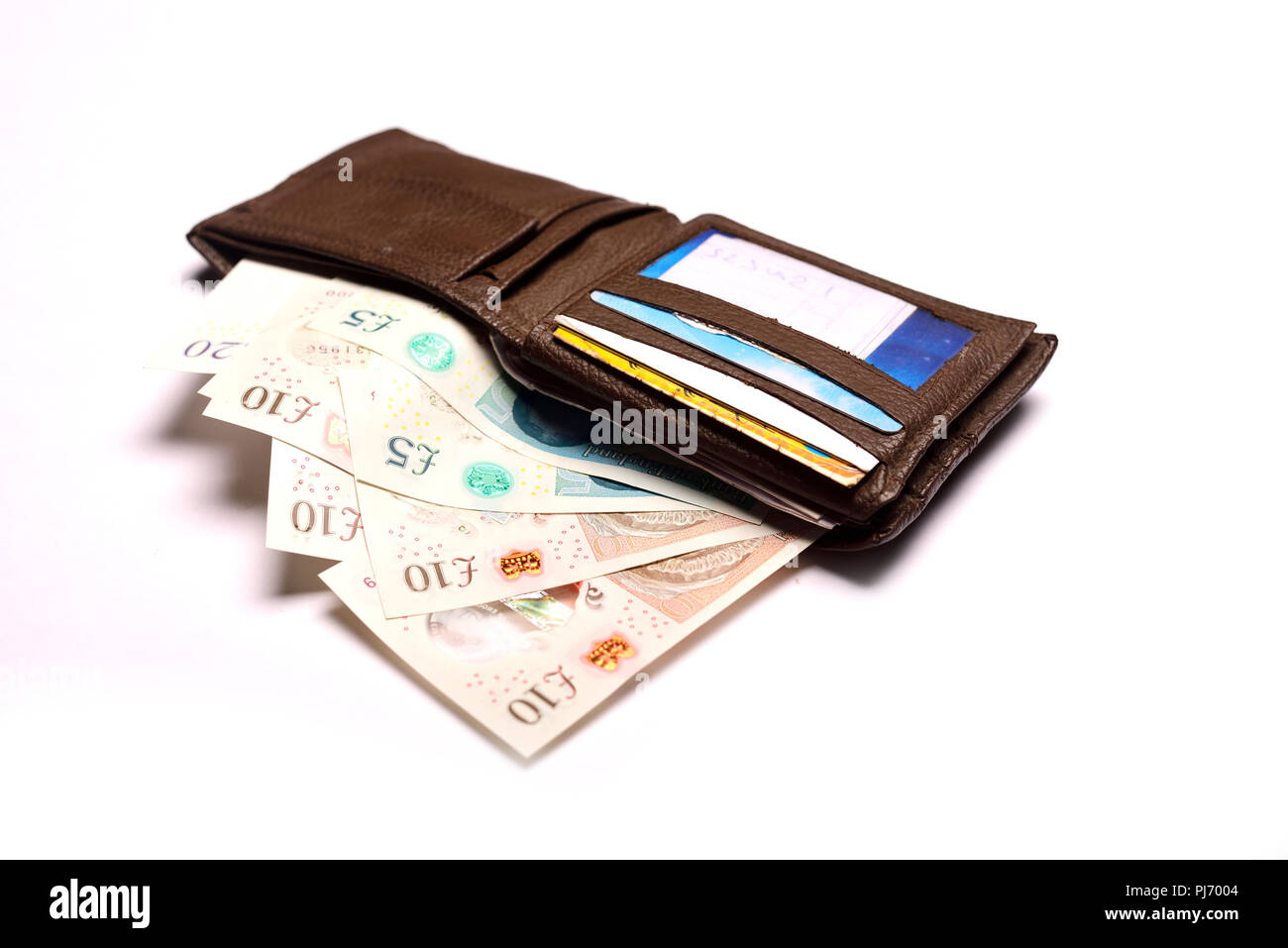British currency Pound sterling in wallet on white background Stock ...