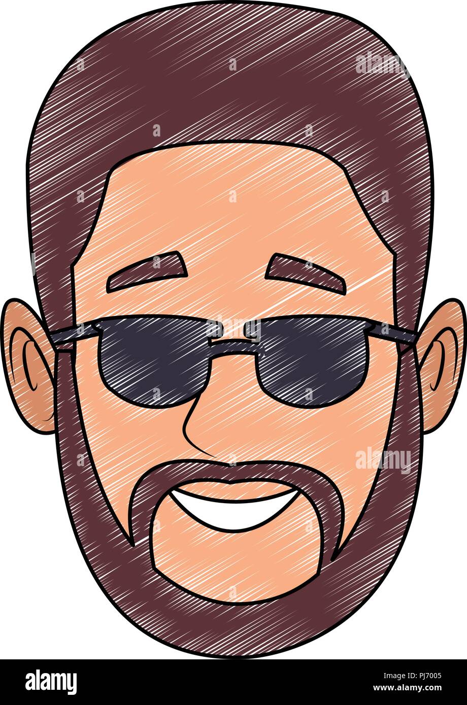 Young man face with sunglasses scribble Stock Vector Image & Art - Alamy