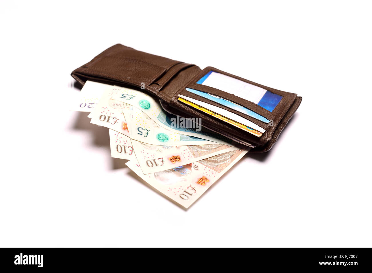 British currency Pound sterling in wallet on white background Stock ...