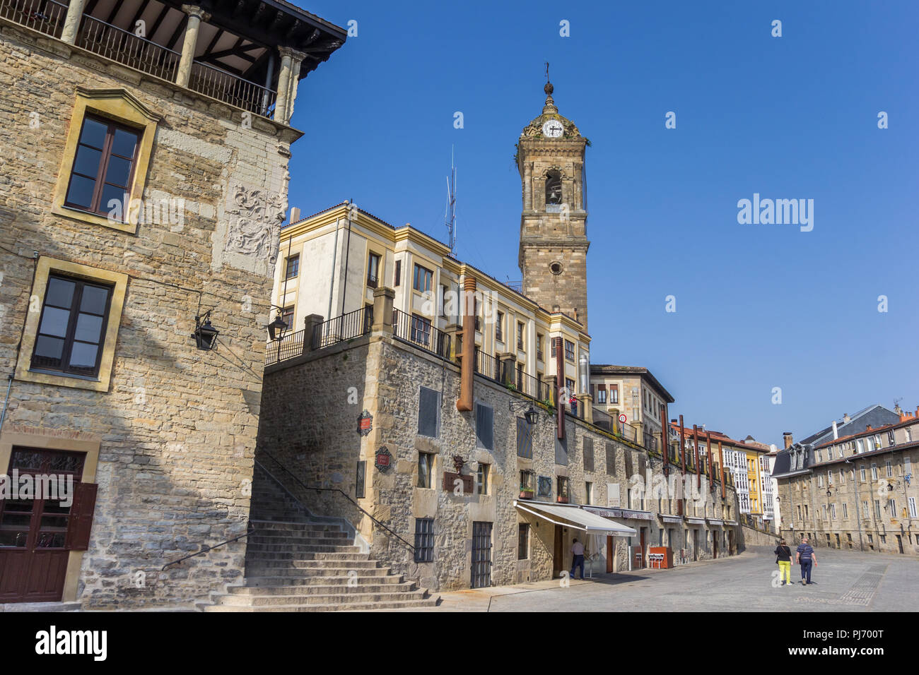 Historic buildings at the Aihotz Plaza in Vitoria-Gasteiz Stock Photo ...