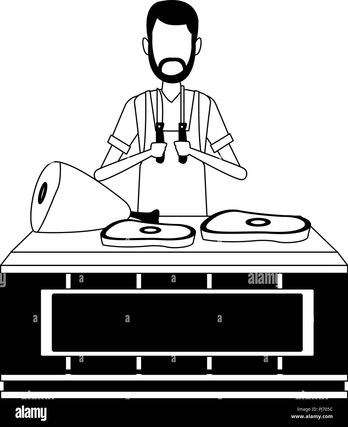 Butcher stand isolated in black and white Stock Vector Image & Art - Alamy