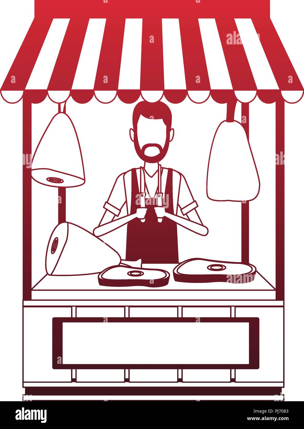 Butcher stand isolated red lines Stock Vector Image & Art - Alamy