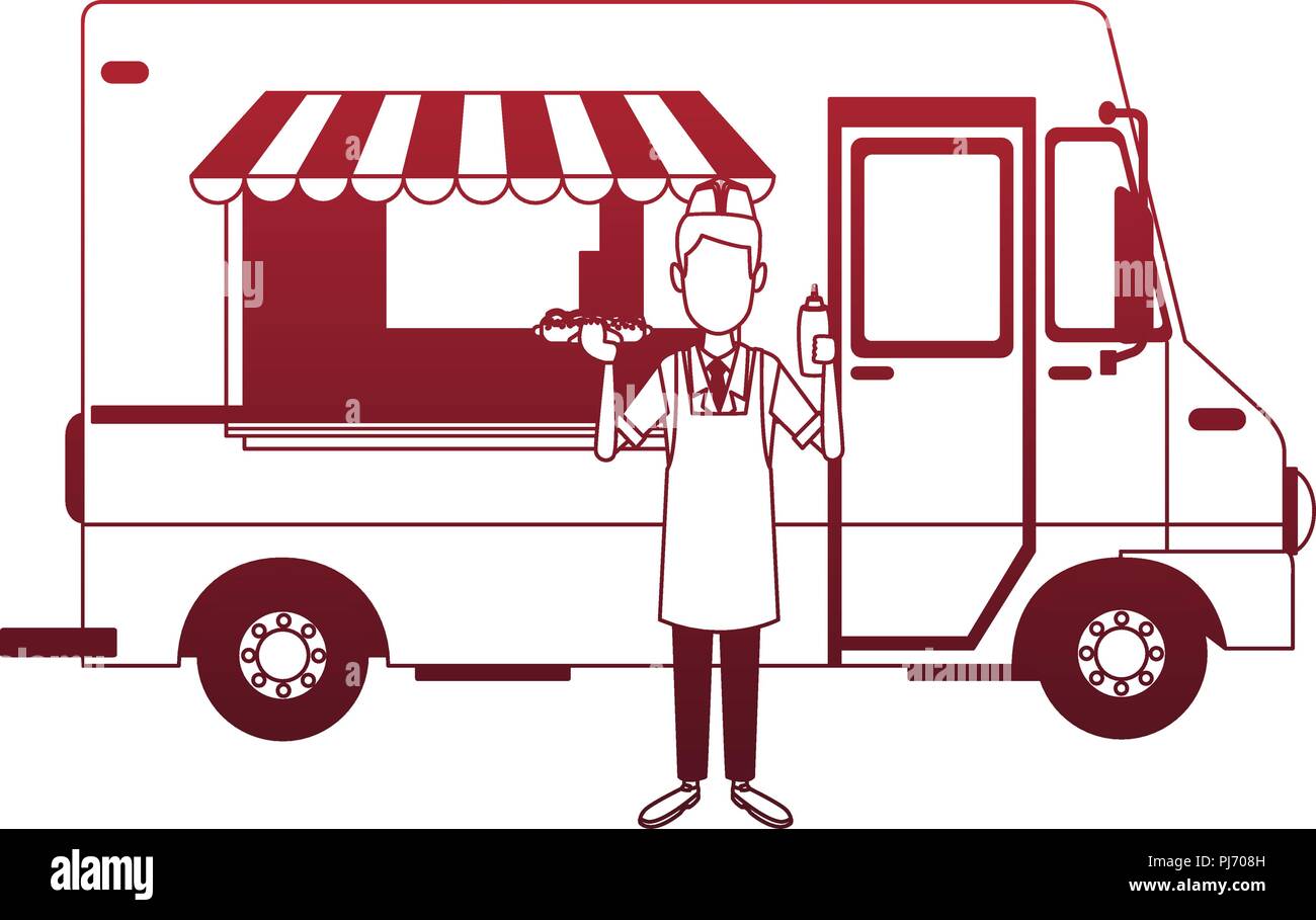 Isolated red food truck Stock Vector Images - Alamy