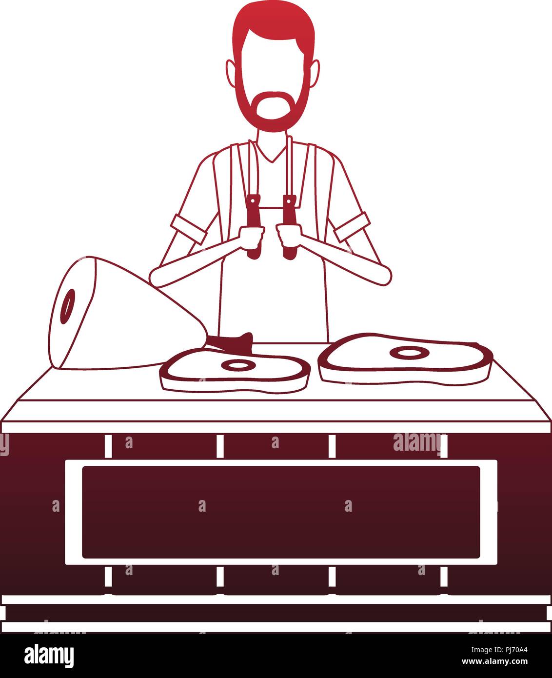 Butcher stand isolated red lines Stock Vector Image & Art - Alamy