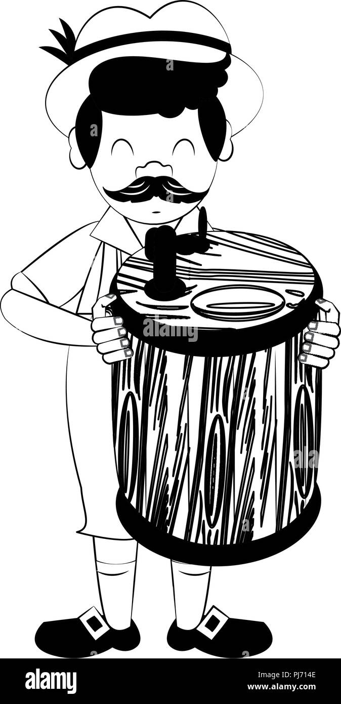 Bavarian man cartoon in black and white Stock Vector Image & Art - Alamy
