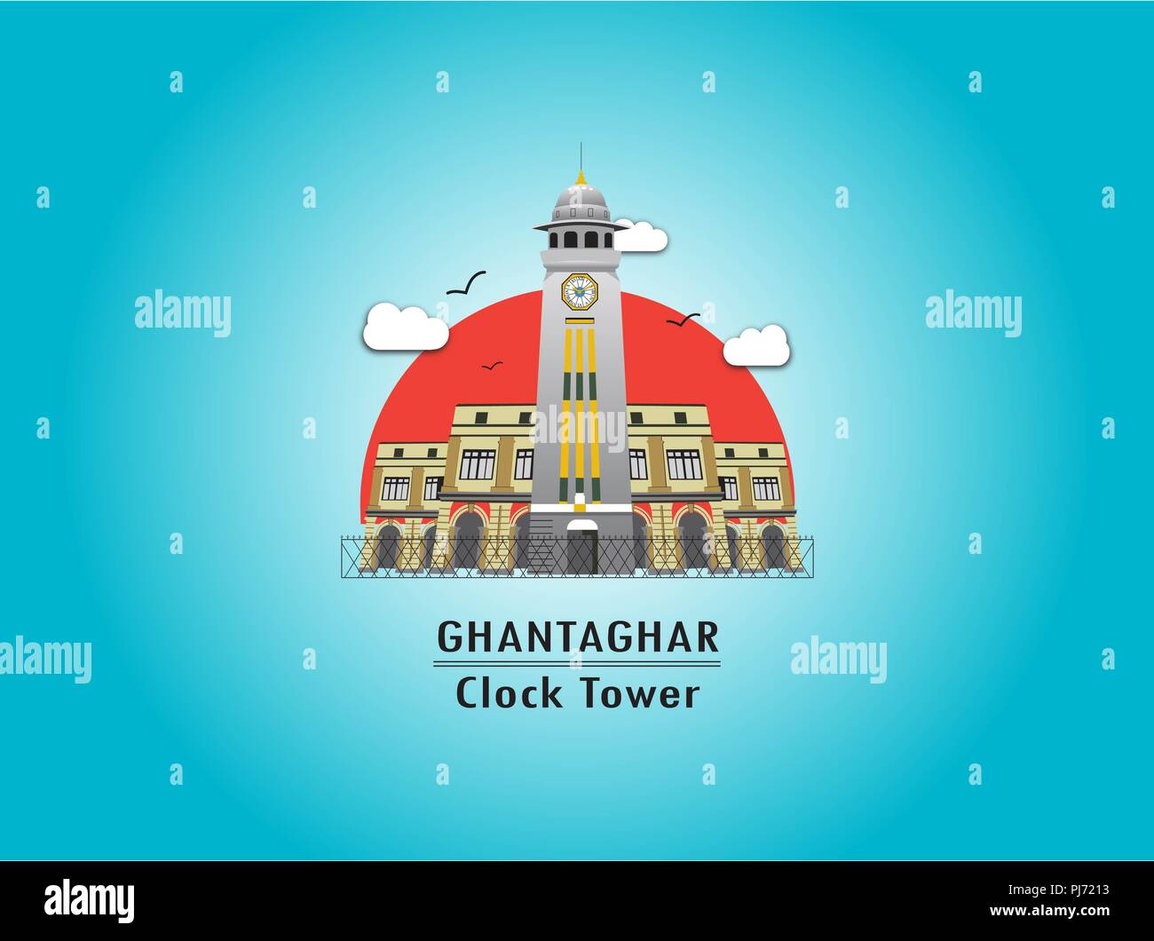 Vector Art for Clockktower/Ghantaghar located in Nepal. GhantaGhar is ...