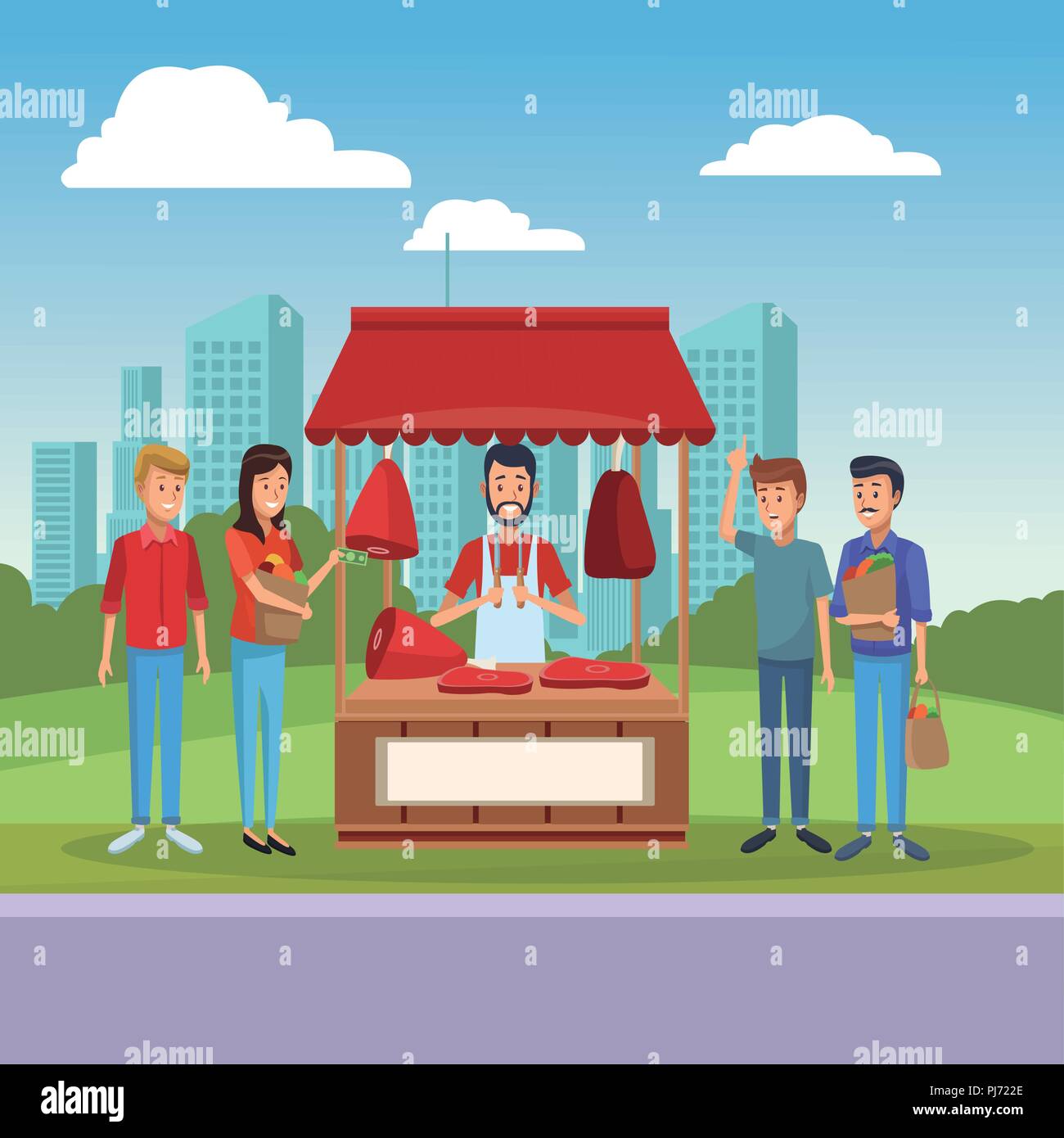 Butchery stand cartoon Stock Vector Image & Art - Alamy