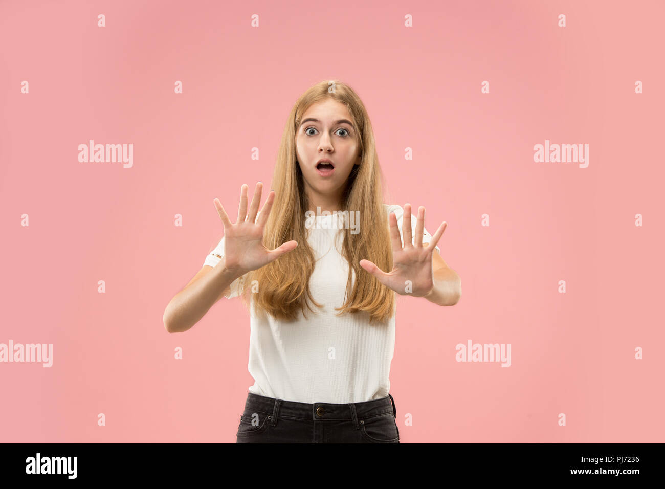 I'm afraid. Fright. Portrait of the scared woman. Business woman ...