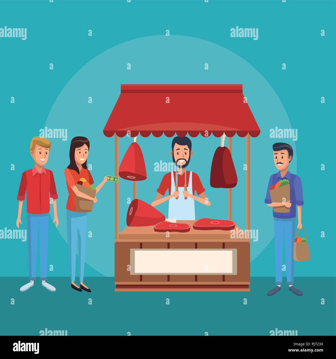 Butchery stand cartoon Stock Vector Image & Art - Alamy