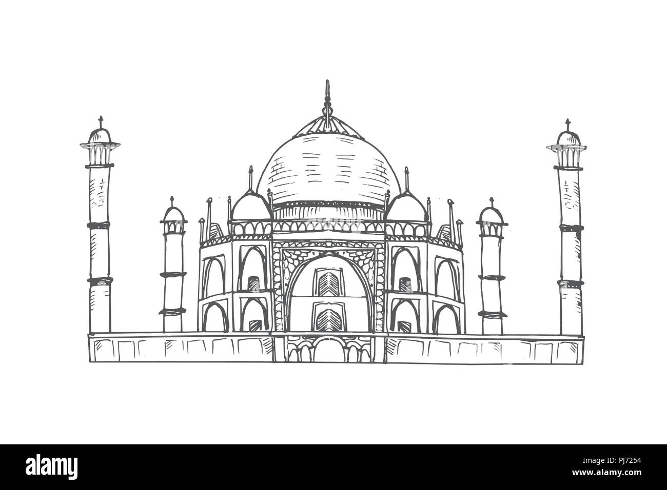 Taj Mahal in flat style isolated on white background Stock Vector Image ...