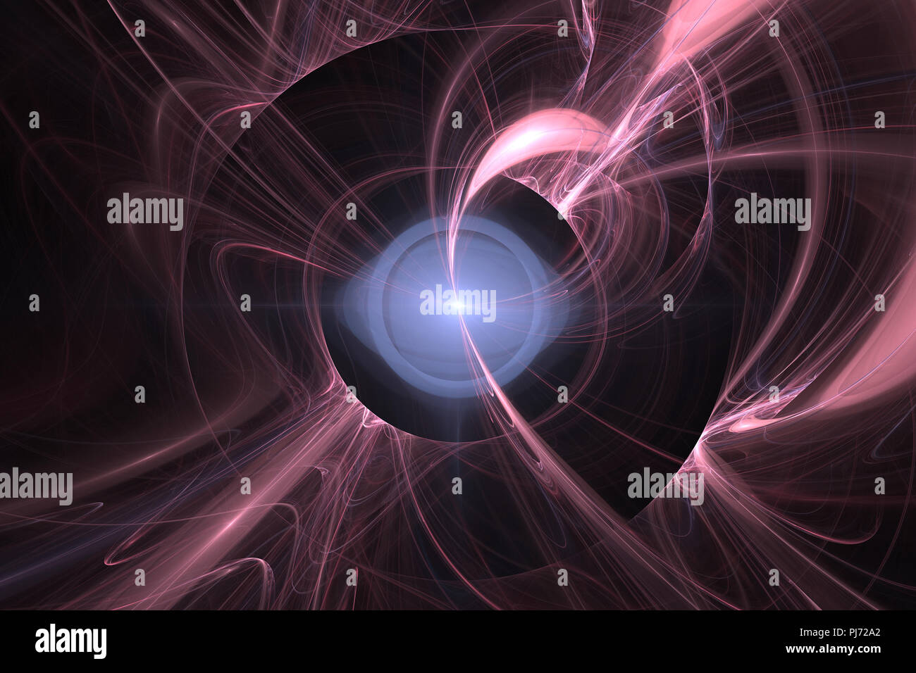 Fractal in red and blue tones. Space background. Blue dwarf star and ...