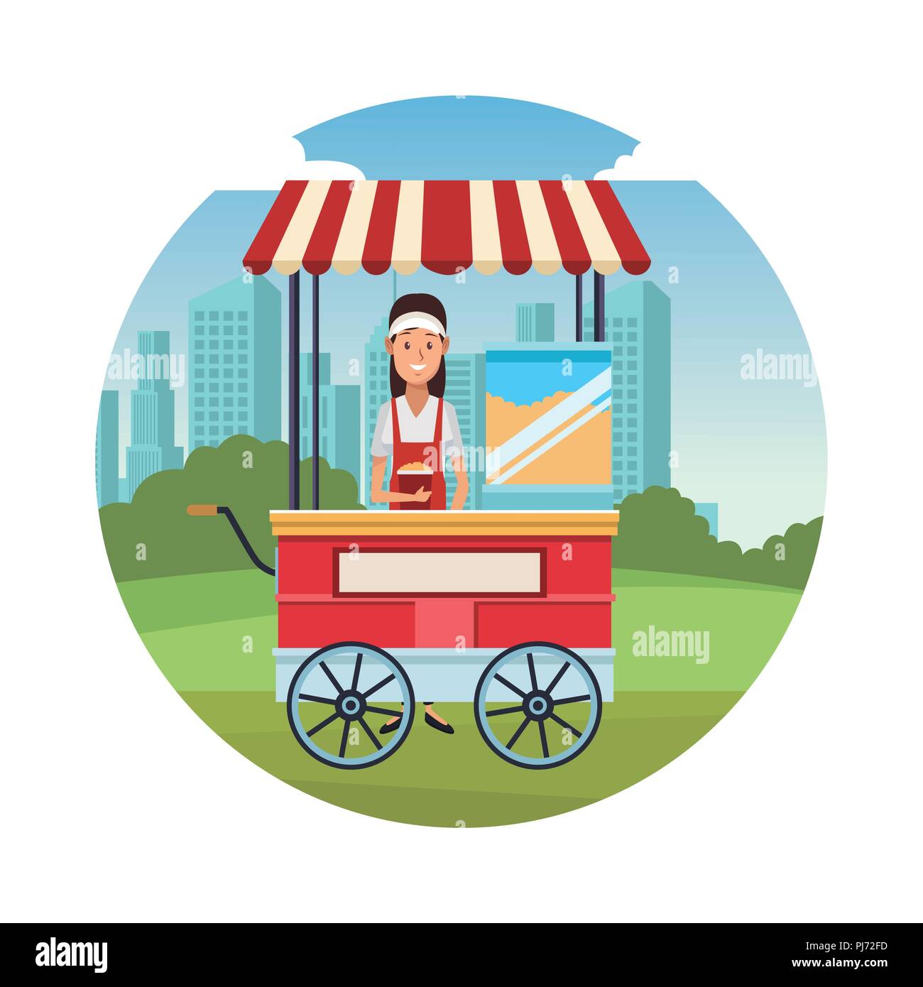 Woman fast food stand Stock Vector Images - Alamy