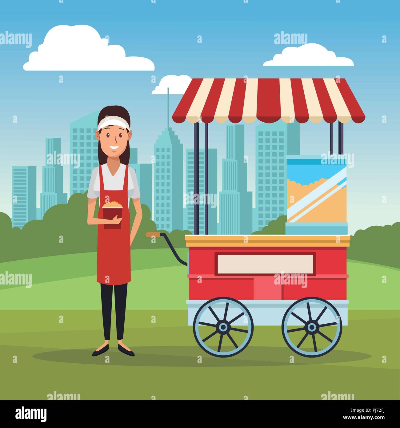 Woman fast food stand Stock Vector Images - Alamy