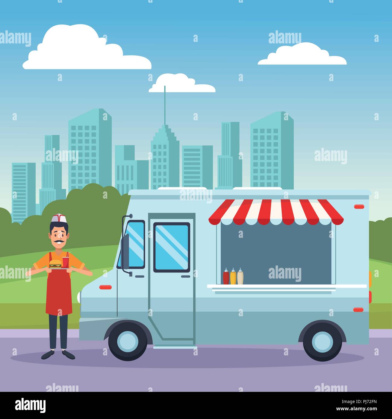 Food truck cartoon Stock Vector Image & Art - Alamy