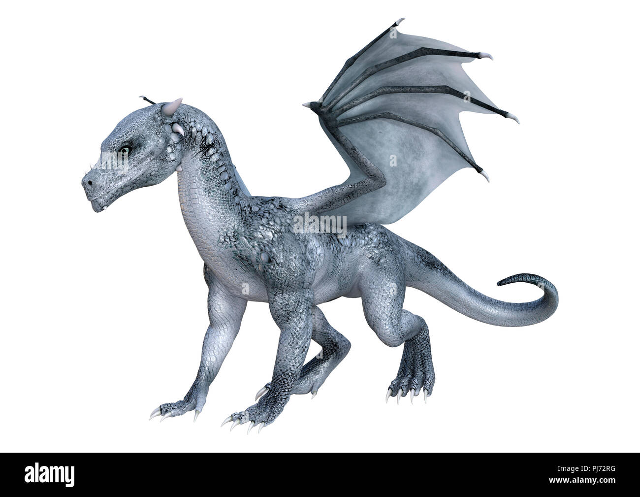 3D rendering of a fantasy dragon whelp isolated on white background ...