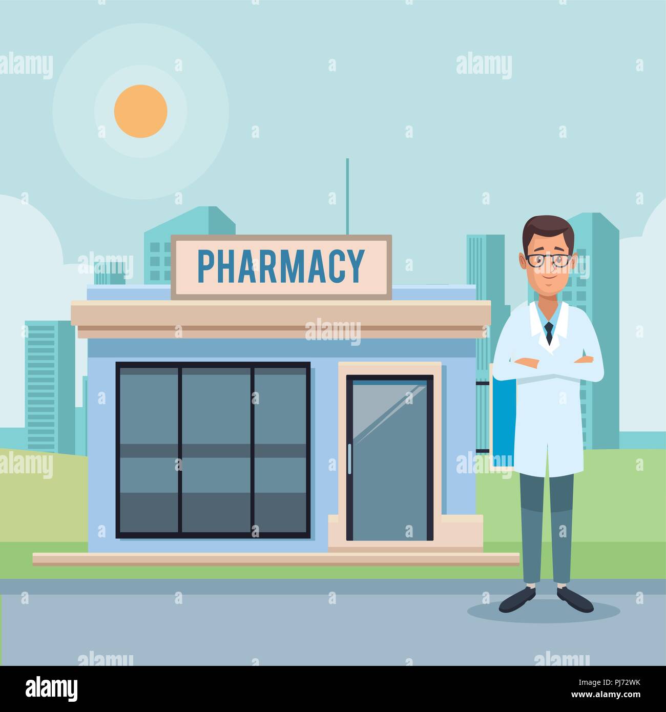 Town pharmacy Stock Vector Images - Alamy