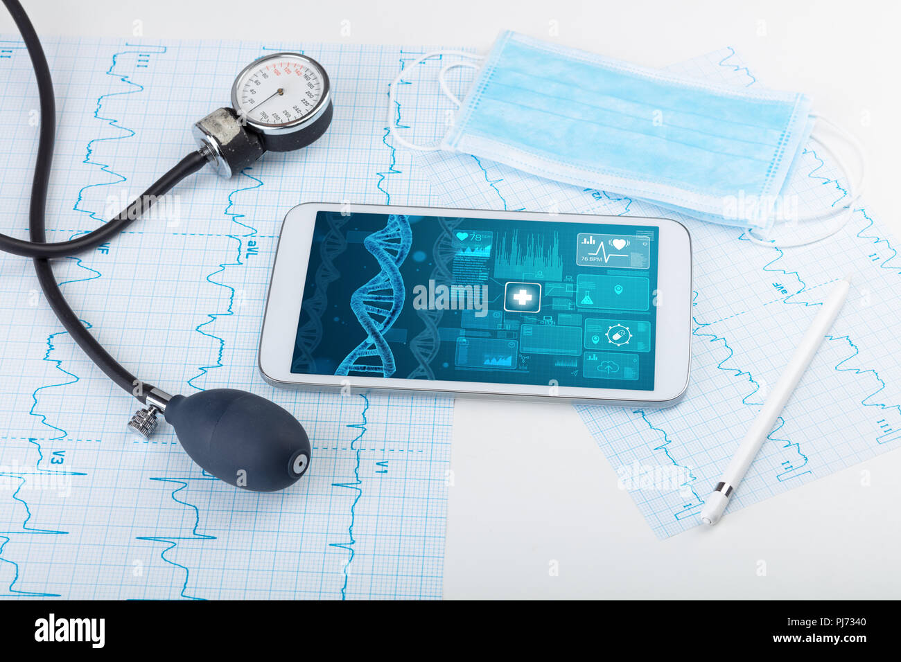 Genetic test and biotechnology concept with medical technology devices ...