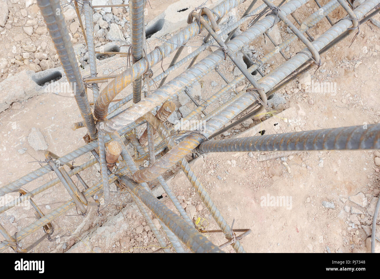 Steel tie work at construction site Stock Photo - Alamy