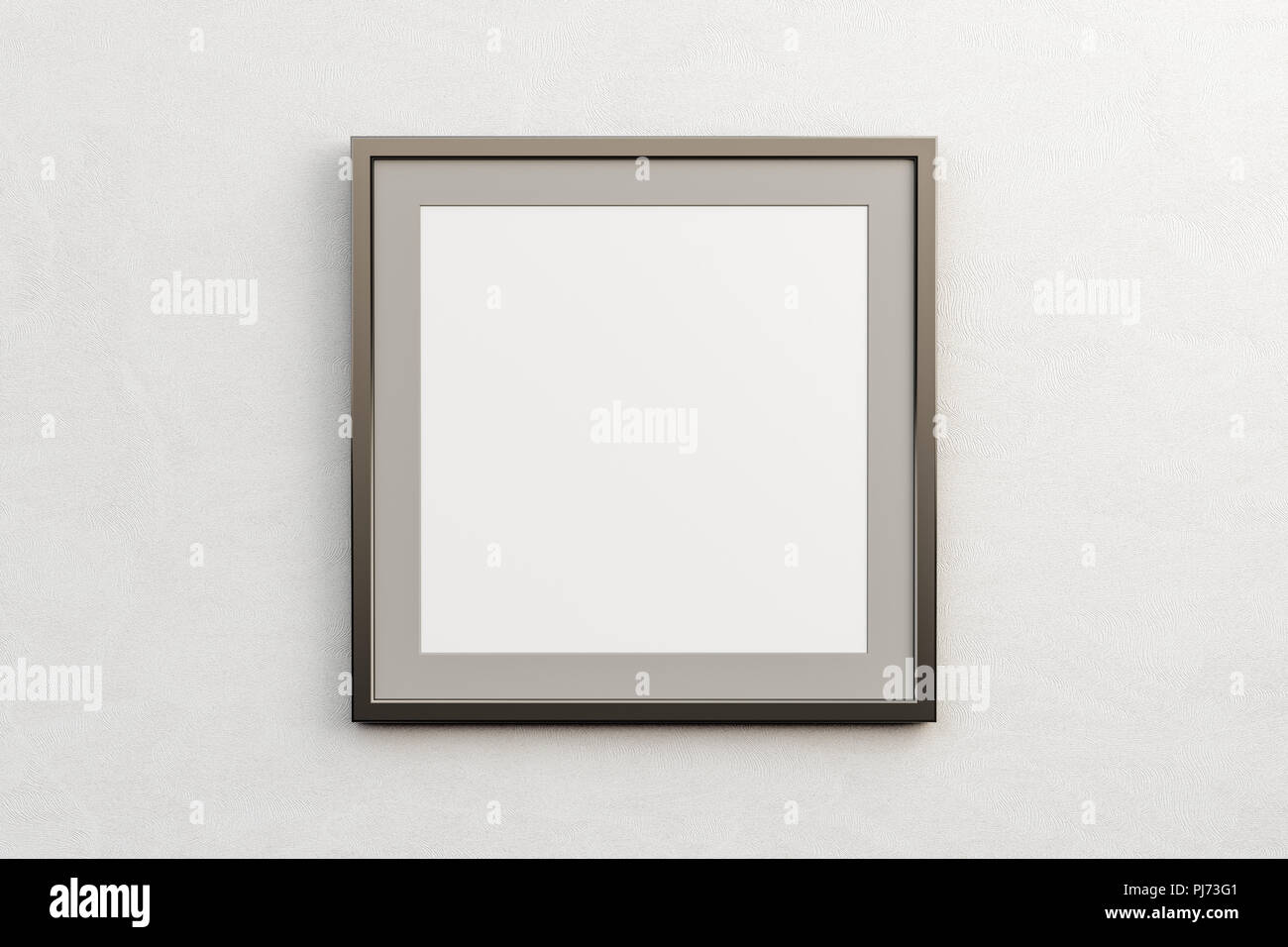 Square frame with blank poster mock up on white wall. Include clipping ...