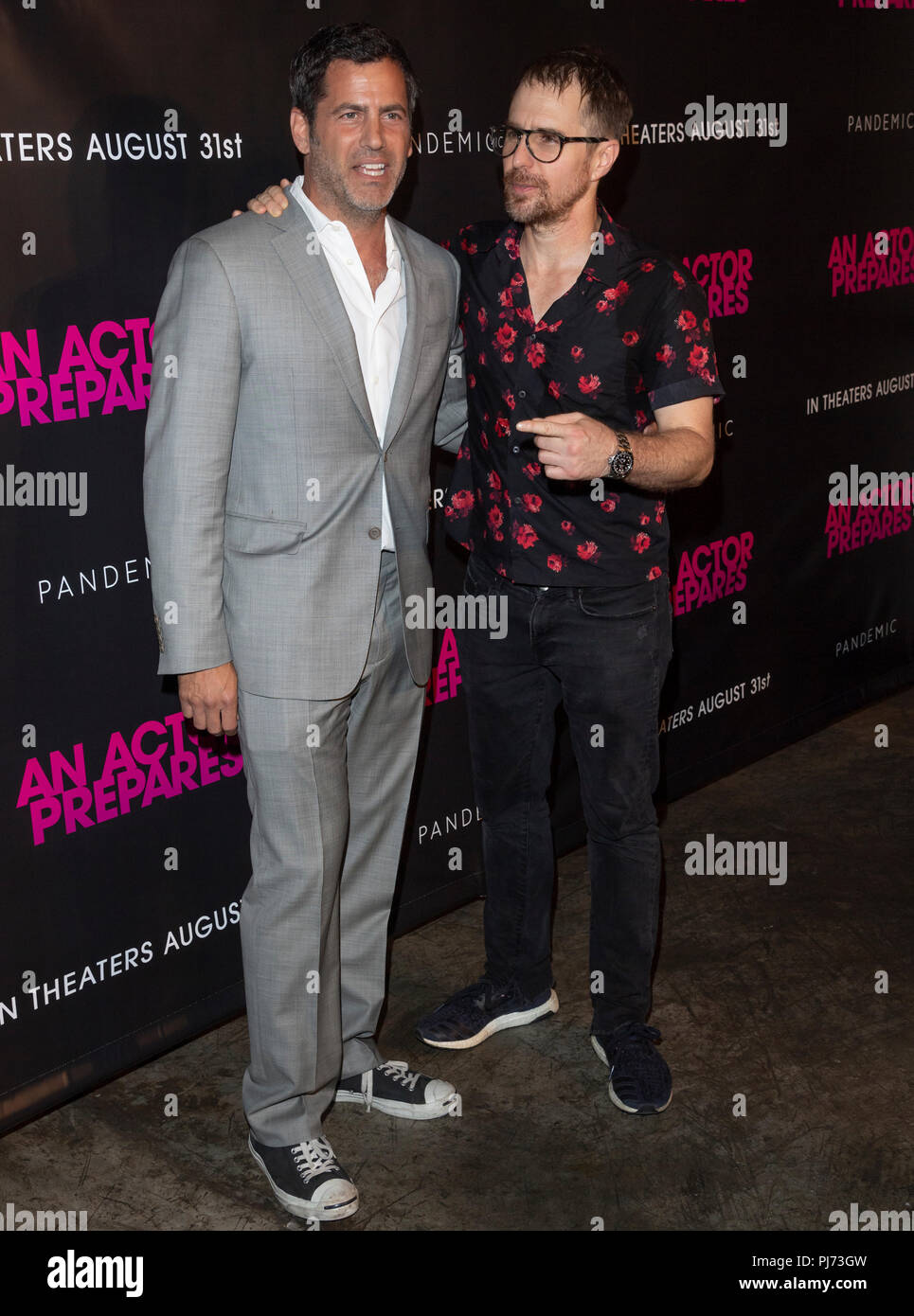New York, NY - August 29, 2018: David Rosenthal and Sam Rockwell attend ...