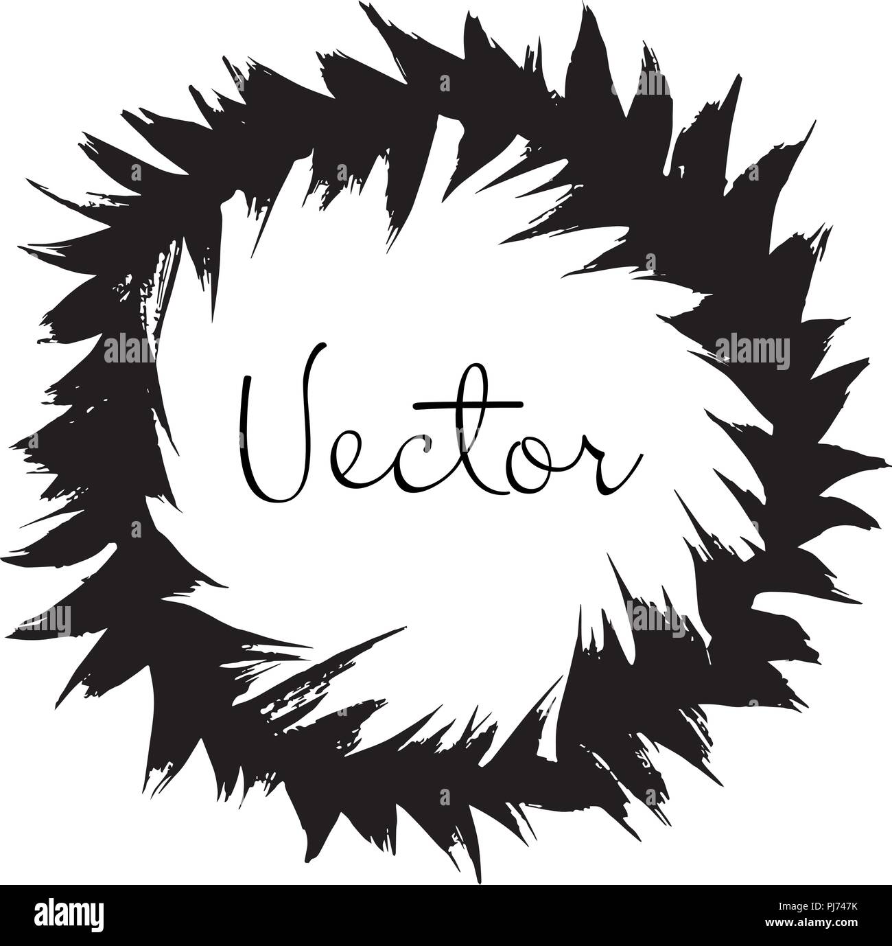 simple decorative circle of paint smears. vector circle of palm leaves ...