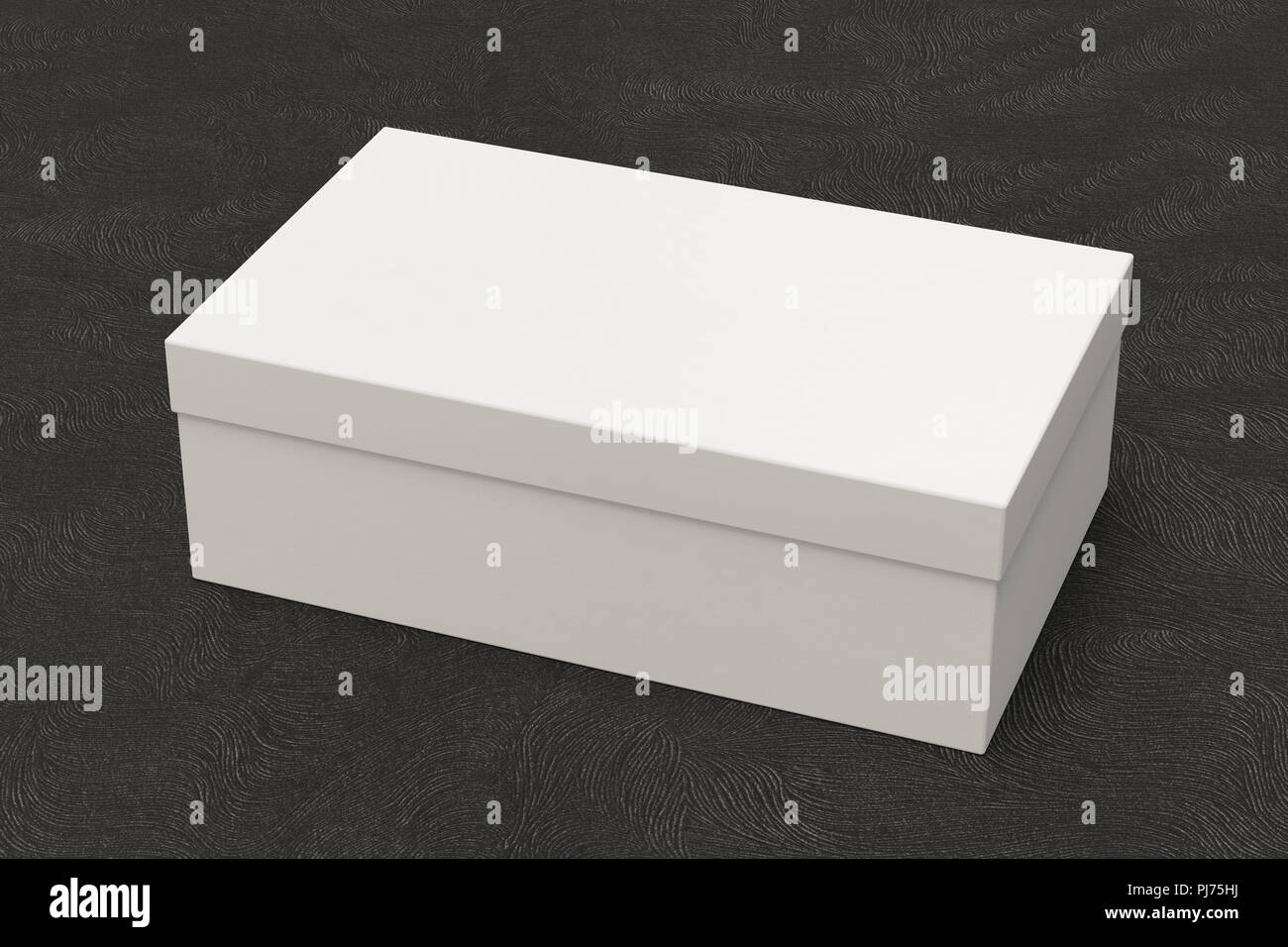 White shoe box container on black background. Packaging mockup. 3d ...