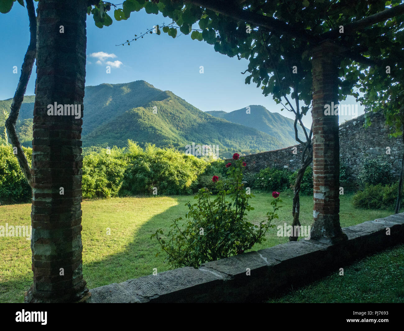 Public garden in Borgo a Mozzano overlooking the Serchio Valley, Lucca ...