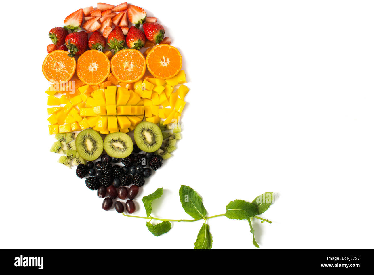 Healthy eating concept, balloon made of rainbow fruits berries on a ...