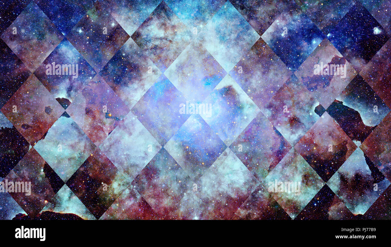 Universe, nebula, galaxy and the sacred geometry collage. Abstract ...