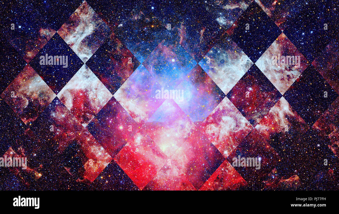 Universe, nebula, galaxy and the sacred geometry collage. Abstract ...