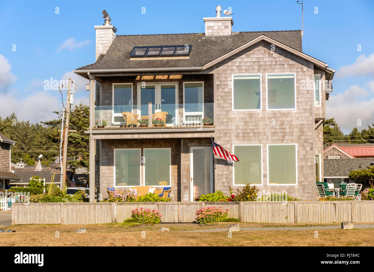Beach front real estate in Canon Beach Oregon Stock Photo - Alamy