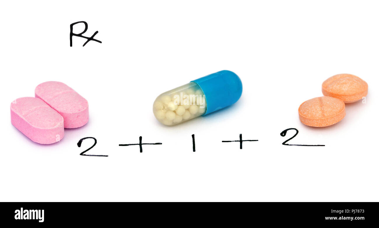 Physician Prescription written RX with with medicine on a paper Stock ...