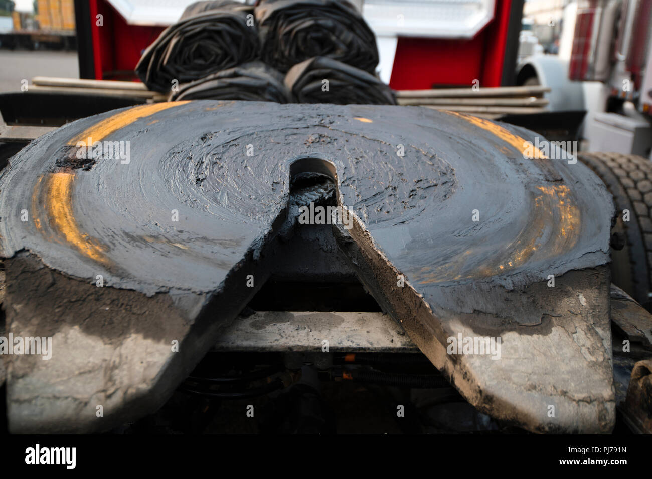 The Fifth wheel or other parts of big rig semi trucks are given great ...