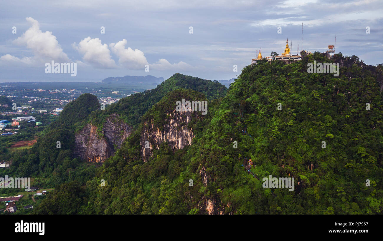 Buddha on the top Mountain of Wat Tham Seua (Tiger Cae) , Krabi ...