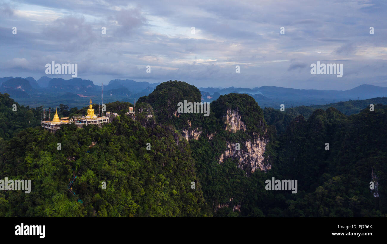 Buddha on the top Mountain of Wat Tham Seua (Tiger Cae) , Krabi ...
