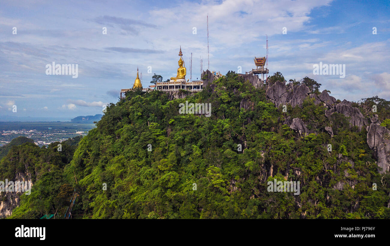Buddha on the top Mountain of Wat Tham Seua (Tiger Cae) , Krabi ...