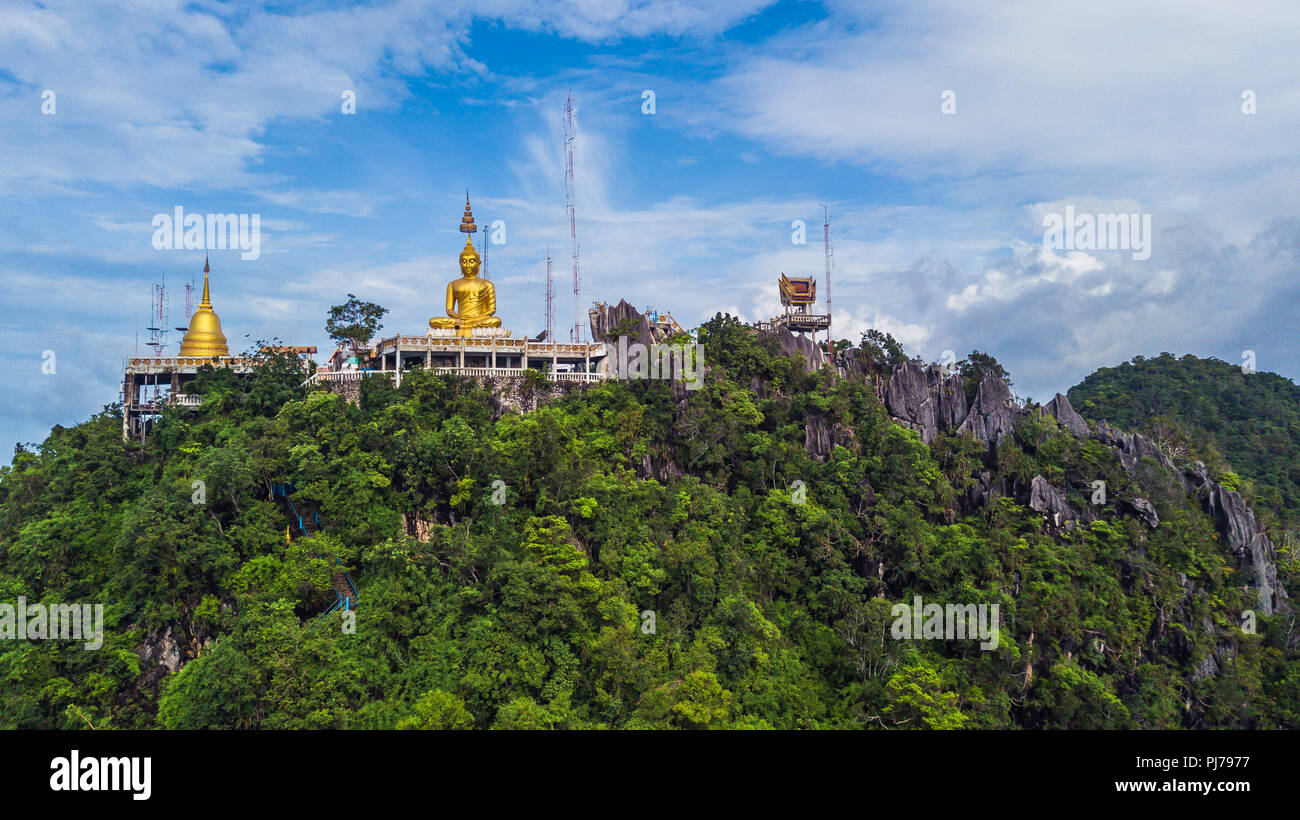 Buddha on the top Mountain of Wat Tham Seua (Tiger Cae) , Krabi ...