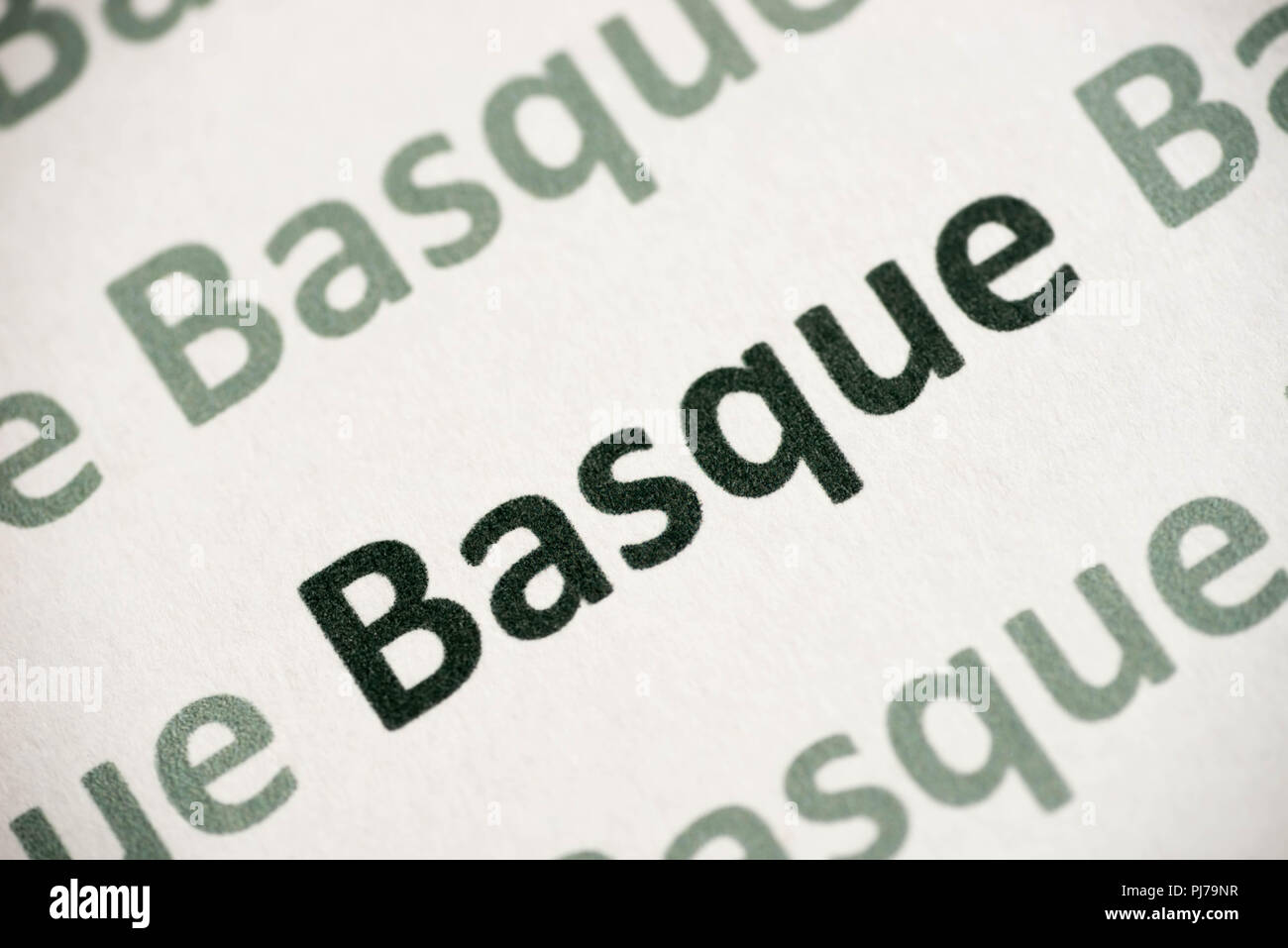 word Basque language printed on white paper macro Stock Photo - Alamy