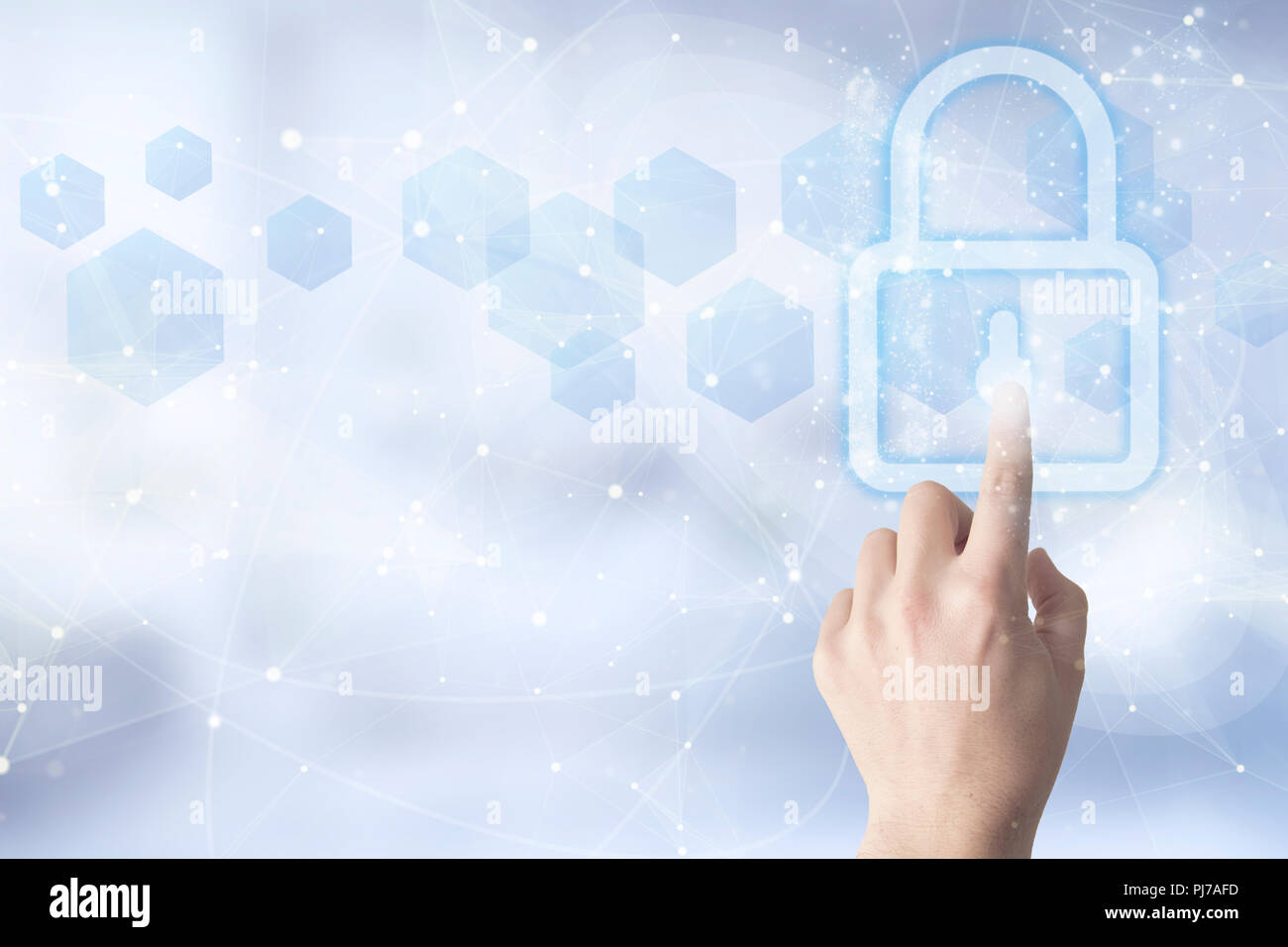 hand touching a digital locker Stock Photo - Alamy