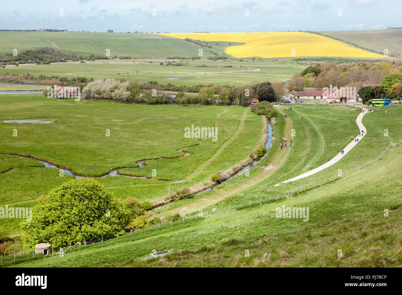 View of Cuckmere river and the valley, Seven Sisters National Park ...