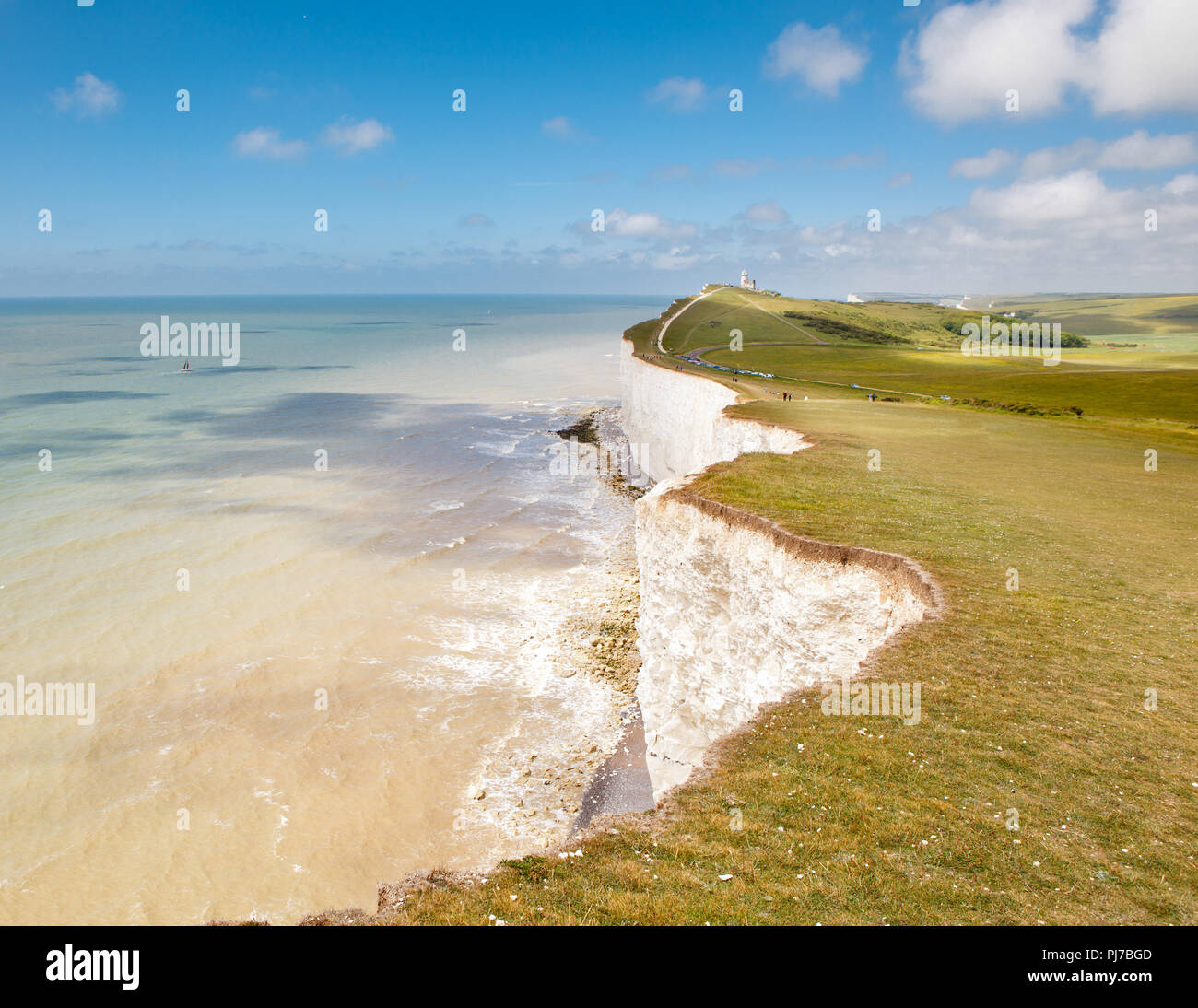 Beachy head, East Sussex, English South coast, view of the sea and ...