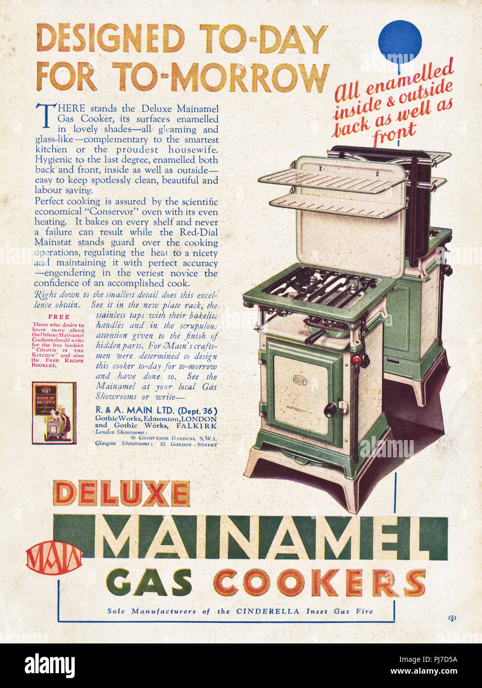 1930s old vintage original advert advertising Main enamelled gas ...
