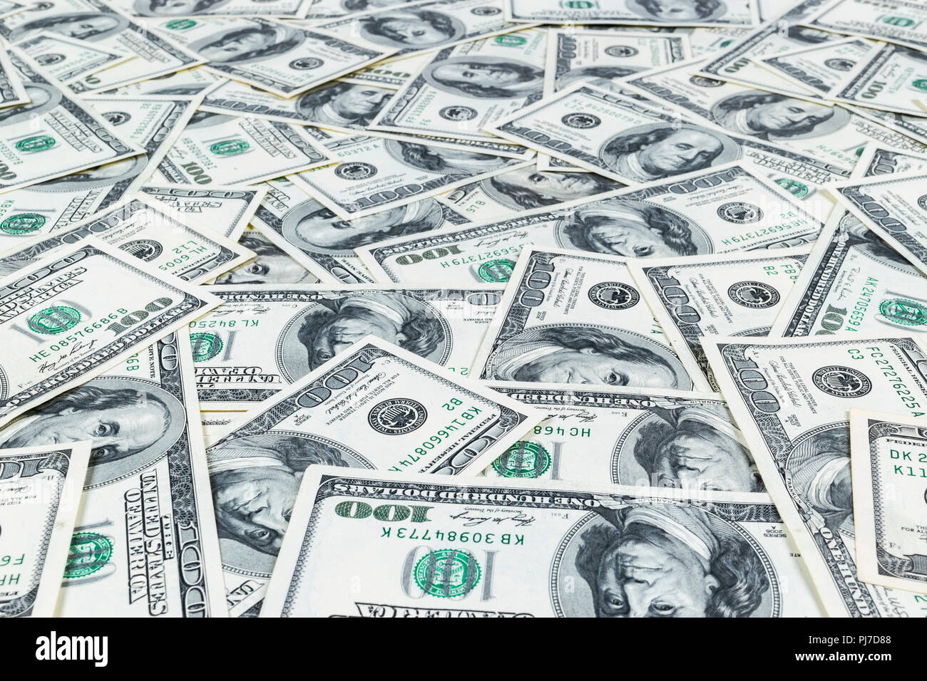 Stack of one hundred dollar bills. Stack of cash money in hundred ...