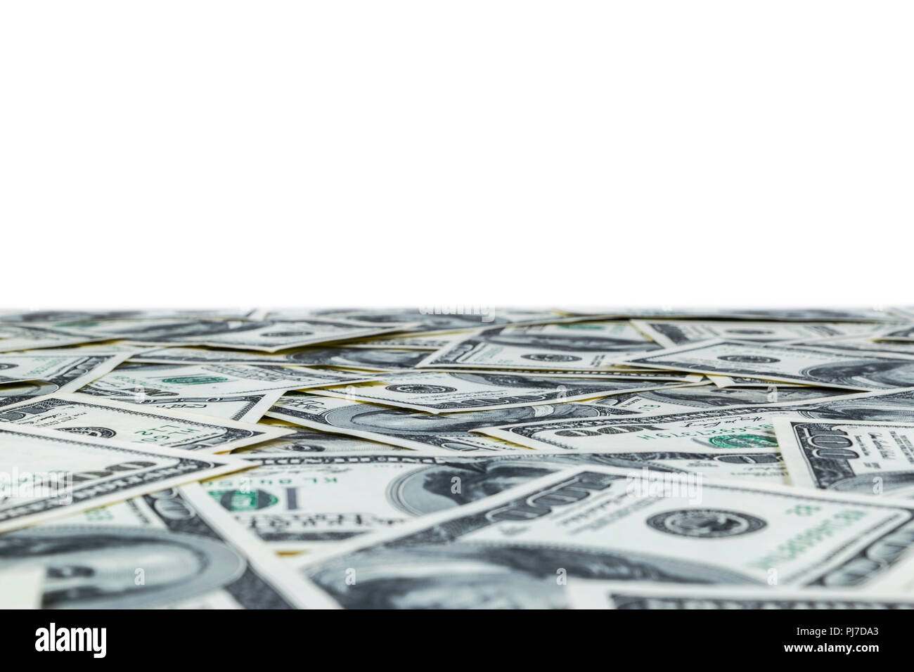 Stack of one hundred dollar bills isolated on white background. Stack ...