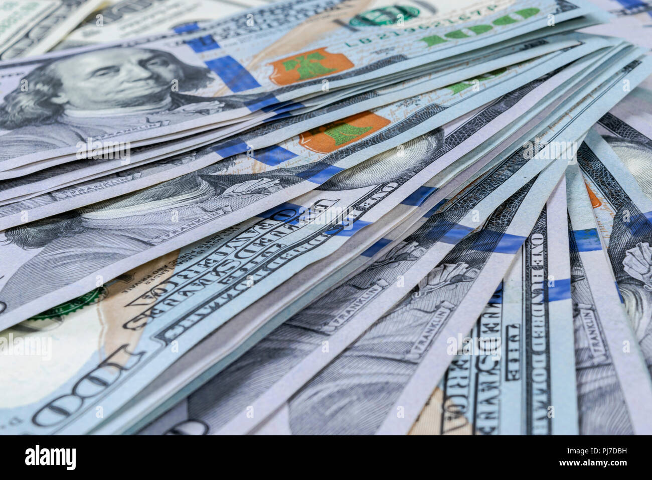 Stack of one hundred dollar bills. Stack of cash money in hundred ...